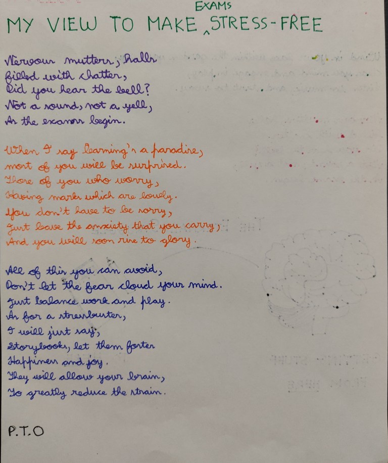 Views On Making Exams Stress-Free I Poem By Atharv,13,Bangalore