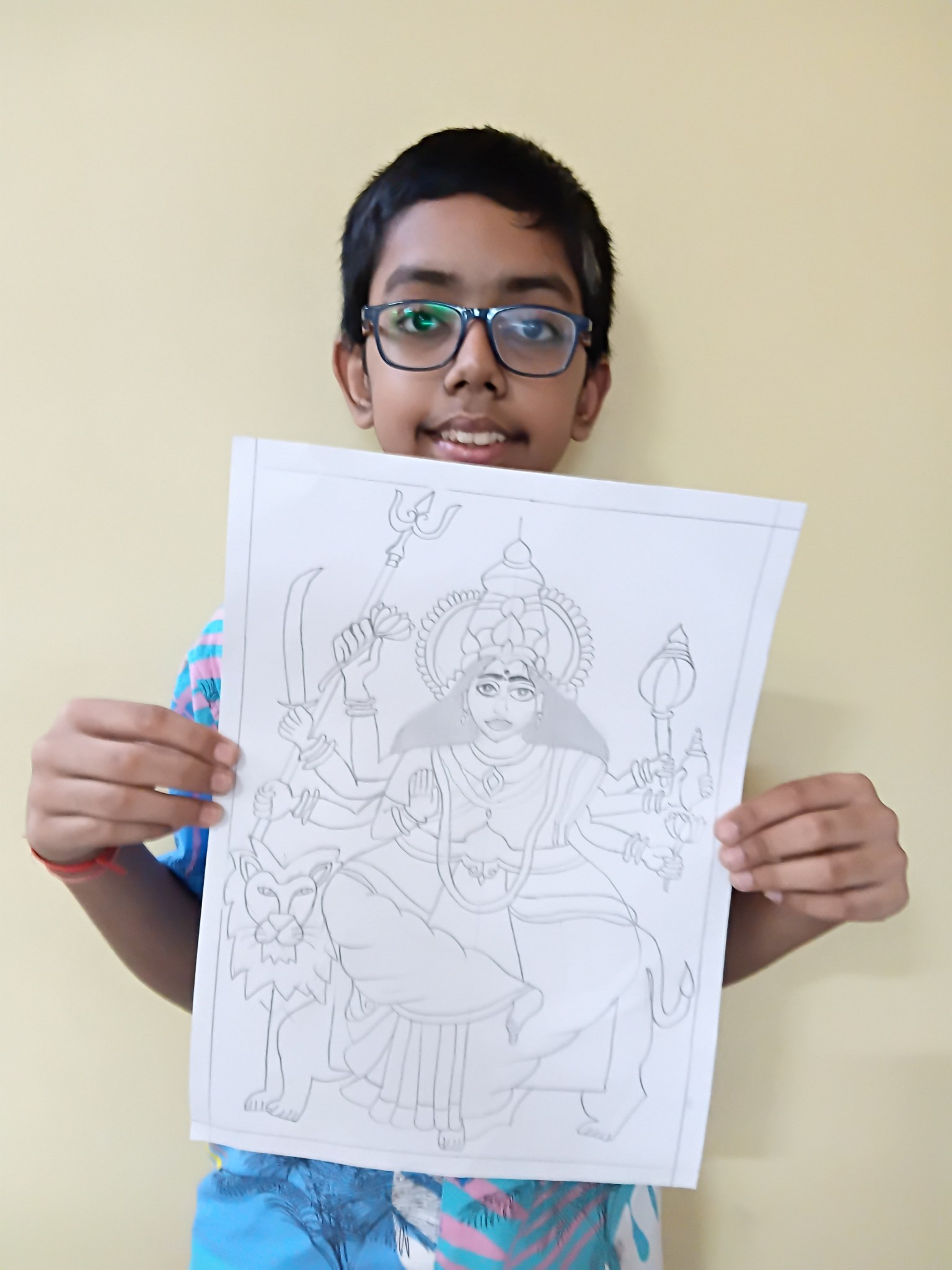 Durga Puja I Art By Keshav, 12, Navi Mumbai